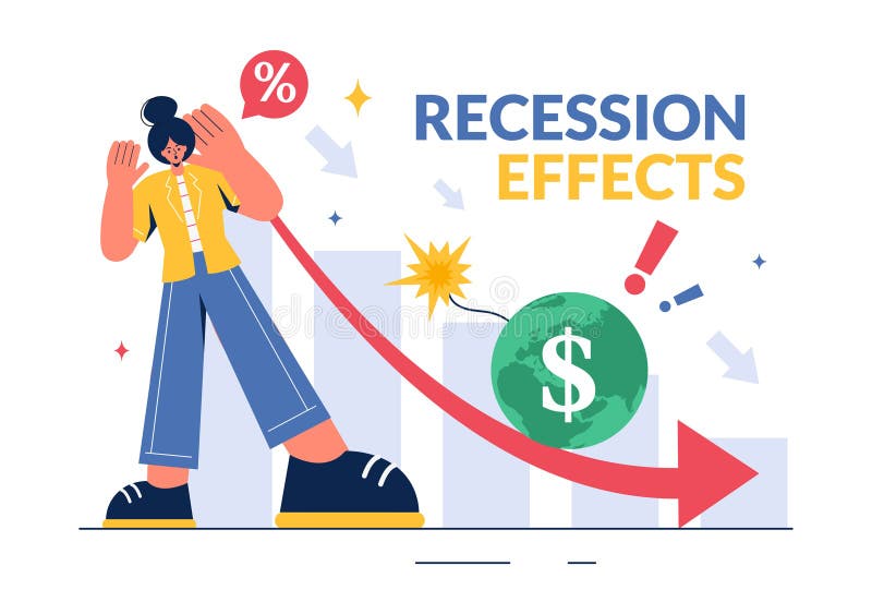 Vector Illustration of Recession Effects Showing the Impact on Economic ...