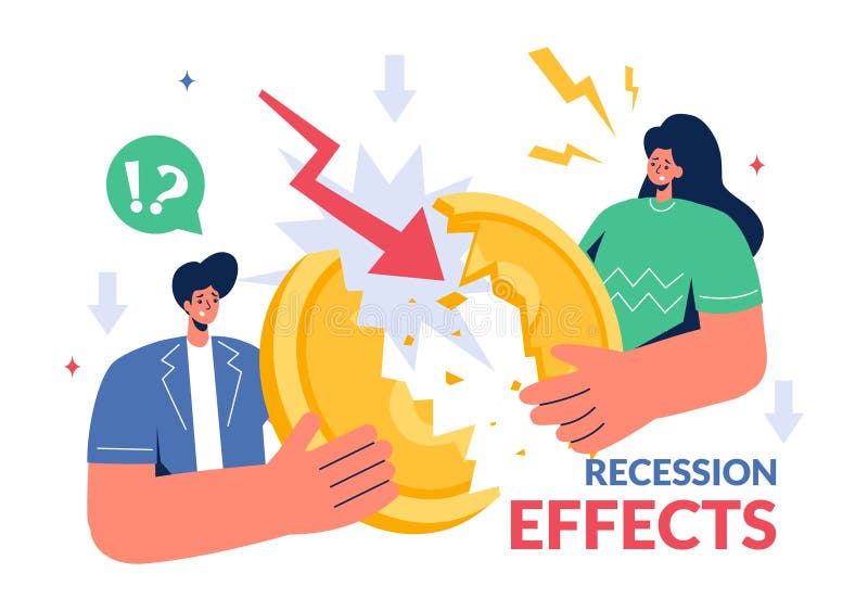 Vector Illustration of Recession Effects Showing the Impact on Economic ...