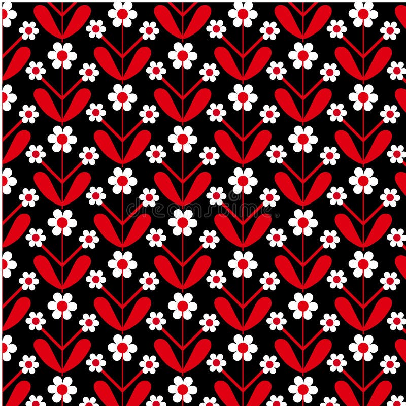 Red and Black Flower Pattern Stock Vector - Illustration of vector ...