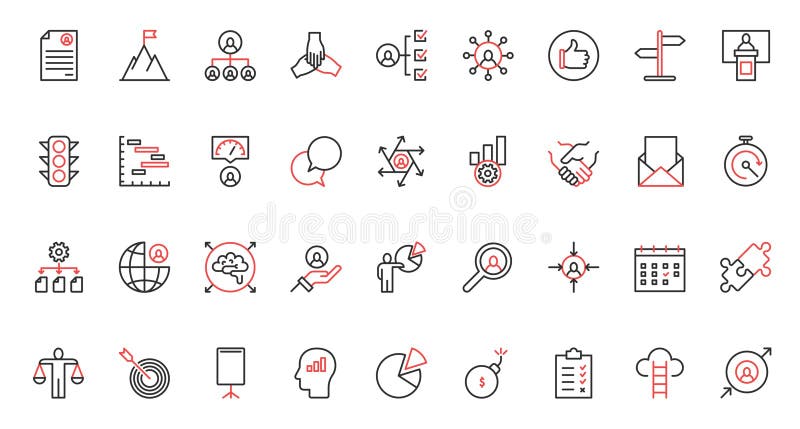 Business Management, Human Resource Organization Trendy Red Black Thin ...