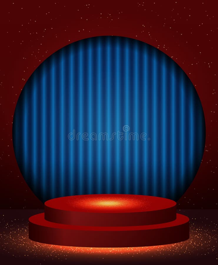 Vector Illustration Red and Blue Neon Background with Shining Stage ...