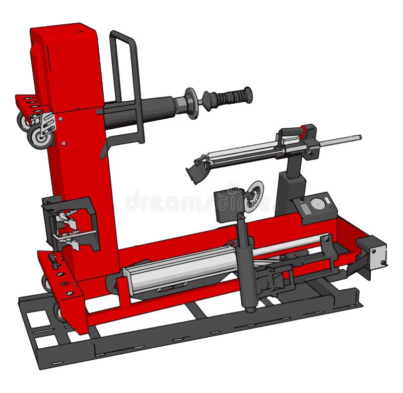 Vector Illustration of a Red Bore Lathe Stock Vector - Illustration of ...