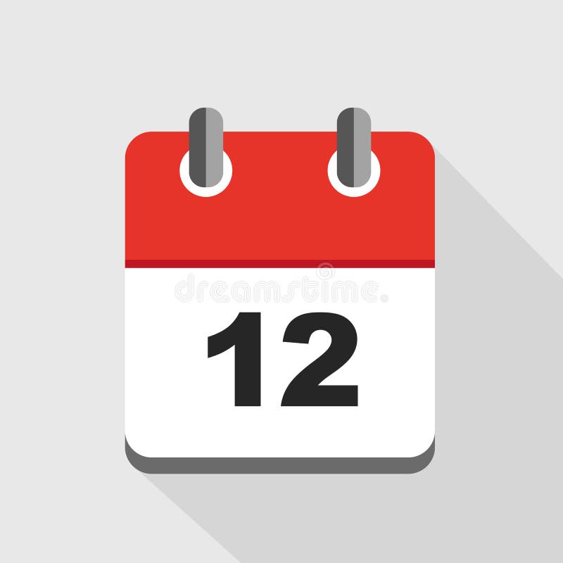 Vector Illustration of Red Calendar 12 Icon Stock Vector - Illustration ...