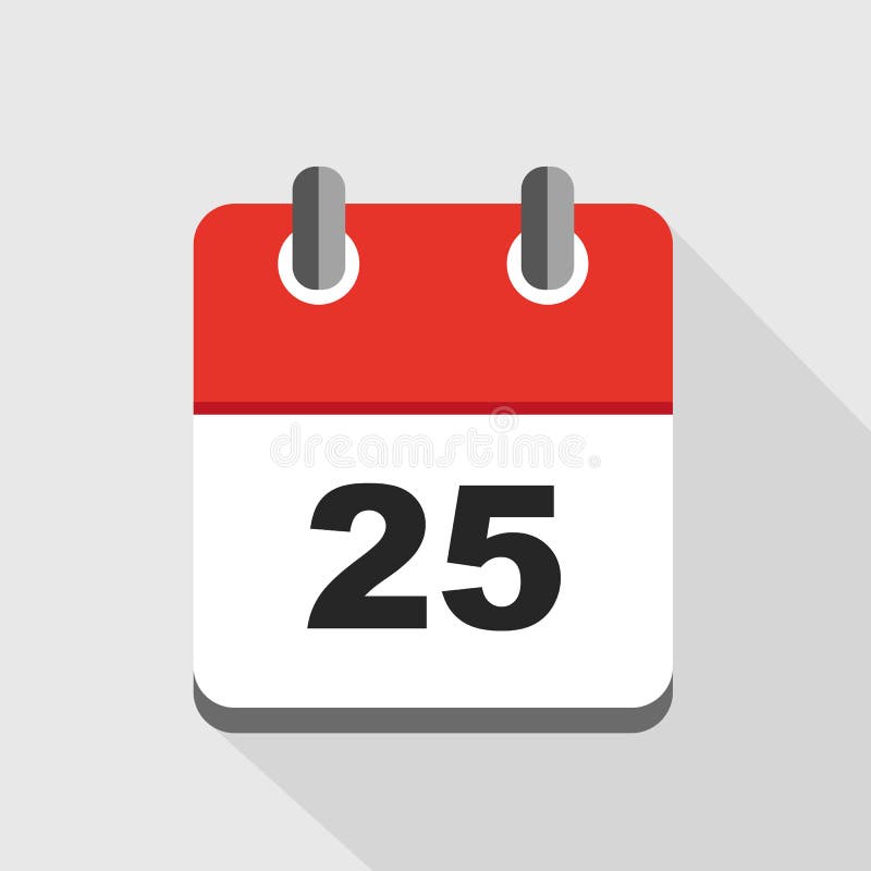 Red Calendar - Vector Icon Number 25 Stock Vector - Illustration of ...