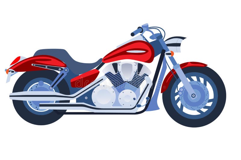 Vector Illustration of Red Chopper Motorcycle Isolate on White ...