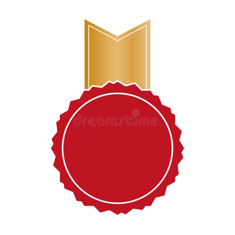 Vector Illustration of Red Colored Award with Gold Ribbon Banner Stock ...