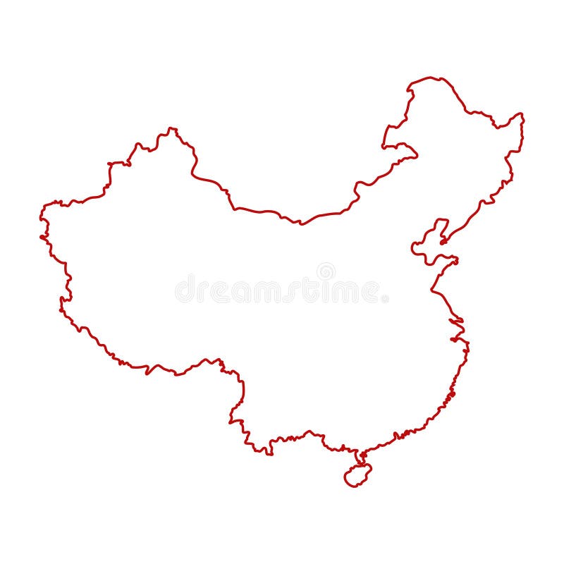 Vector Illustration of Red Colored Outline Map of China Stock Vector ...
