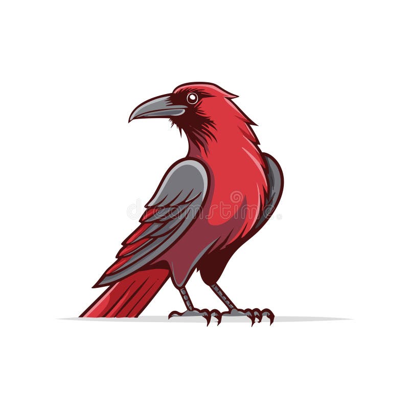 Vector Illustration of a Red Crow, Bird Character for Decor and Icon ...