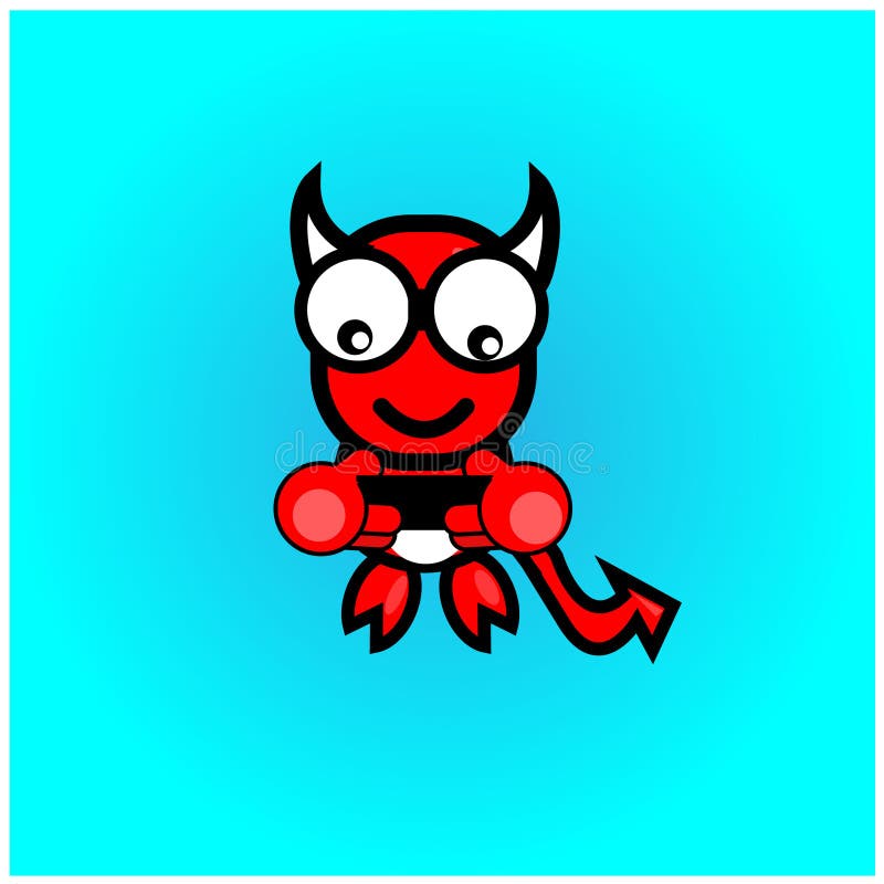 Vector Illustration of a Red Devil Playing a Game. Good for Mascot ...