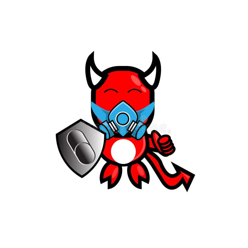 Vector Illustration of a Red Devil, Shield, and Gas Mask. Good for Logo ...