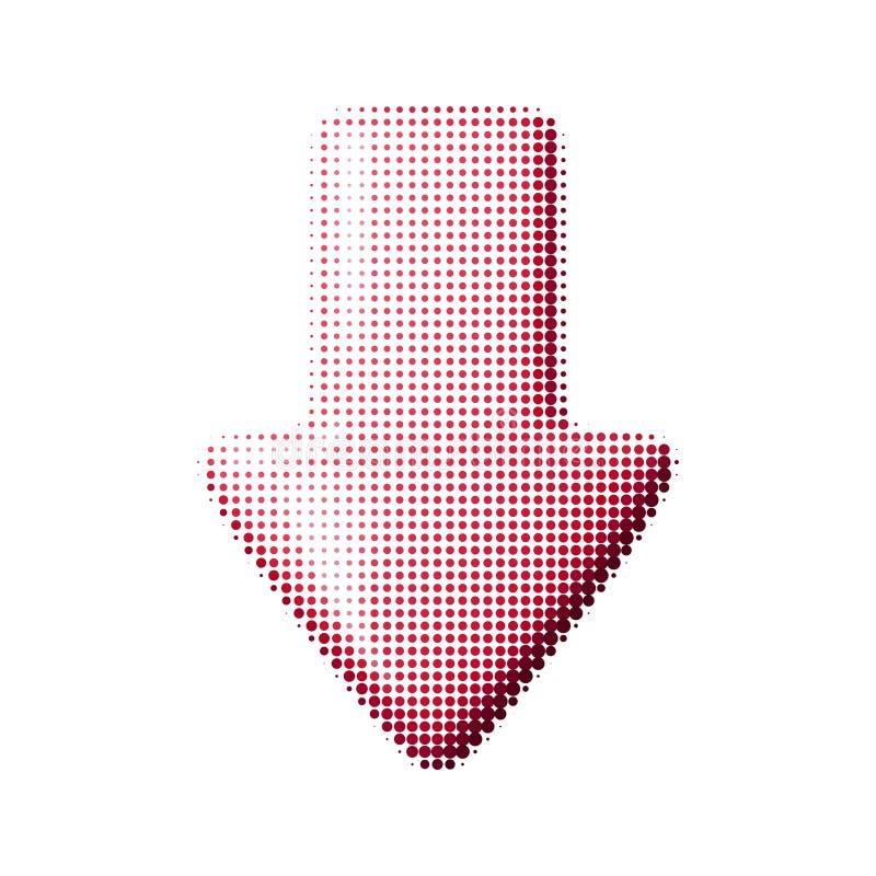 Vector Illustration of a Red Downward Arrow with Halftone Texture ...