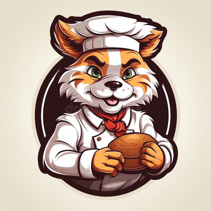 Vector Illustration of a Red Fox Chef in Chef Hat Holding a Loaf of ...