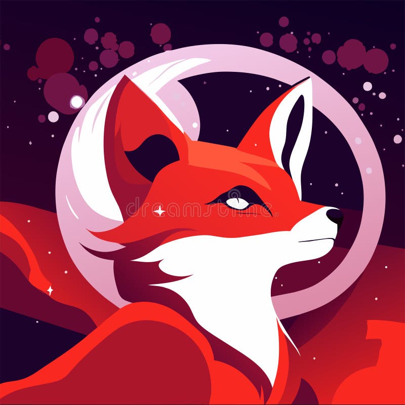 Vector Illustration of a Fox in a Circle of Flowers and Leaves ...