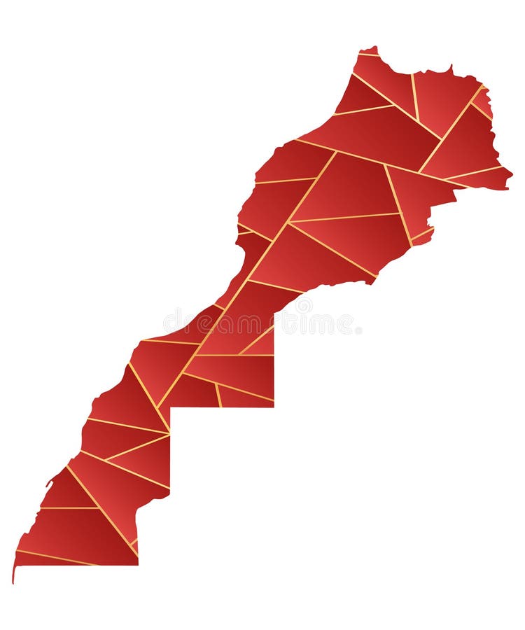 Vector Illustration of Oman Map with Red Colored Geometric Shapes Stock ...