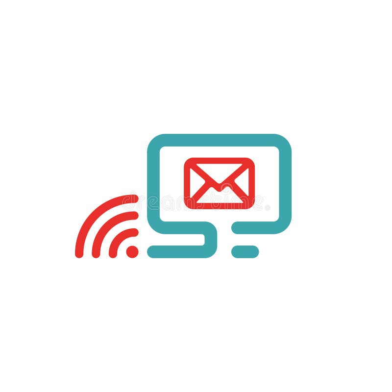 Vector Illustration of Red Mail and Wlan Icon on Pc. Stock Vector ...