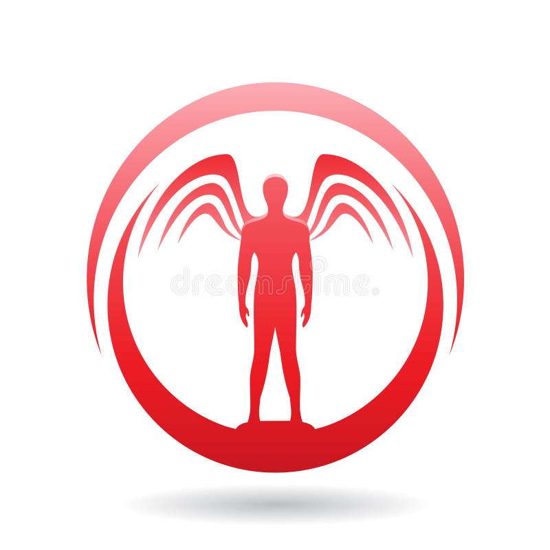 Man with Wings Red Icon Vector Illustration Stock Vector - Illustration ...