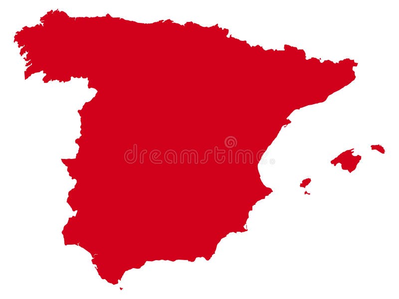 Red Map of European Country of Spain Stock Vector - Illustration of ...