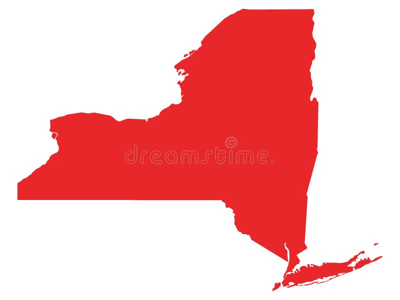 Red Map of US State of New York Stock Vector - Illustration of state ...