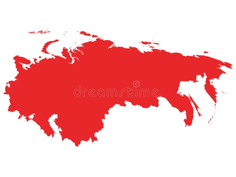 Red Map of USSR Soviet Union on White Background - Robinson Projection ...