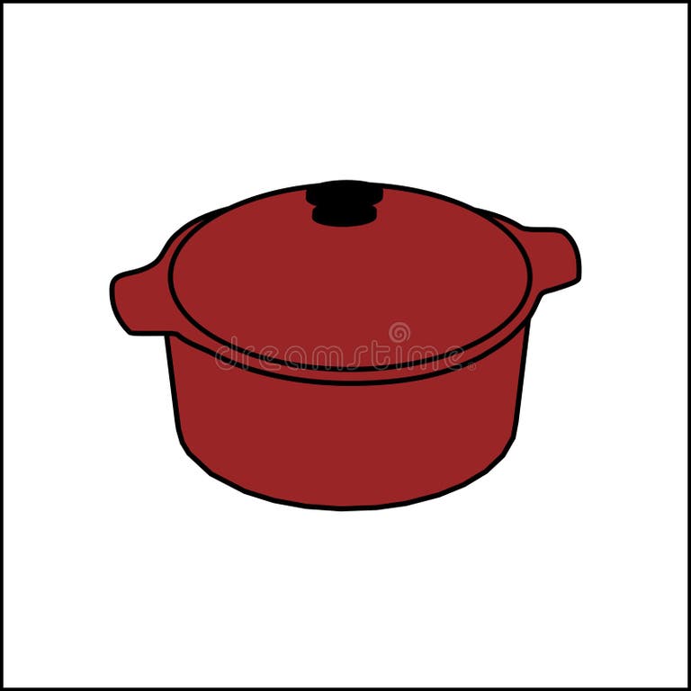 Vector Illustration of a Red Pan. Stock Illustration - Illustration of ...