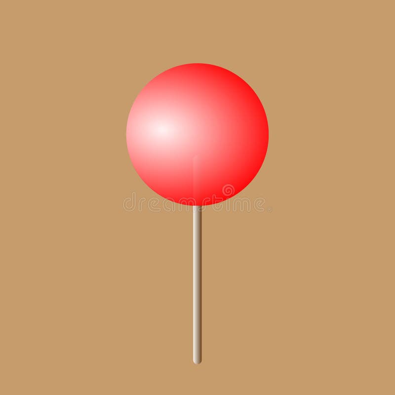 Vector Illustration of Red Round Candy on a Brown Stick Isolated on a ...