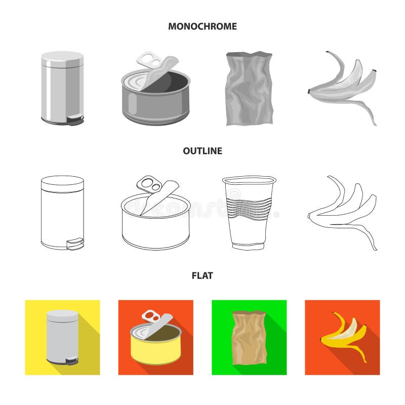 Vector Illustration of Refuse and Junk Symbol. Set of Refuse and Waste ...