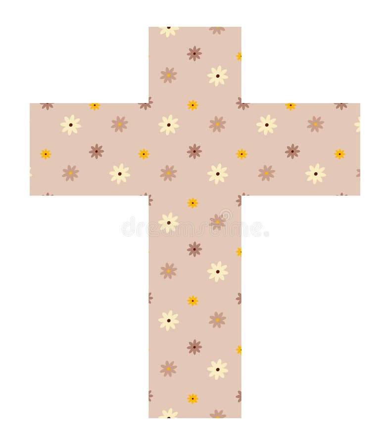 Decorated Cross with Spring Flowers in Boho Style Stock Vector ...
