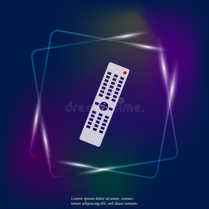 Vector Illustration Remote Control Neon Light Icon. Flat Remote ...