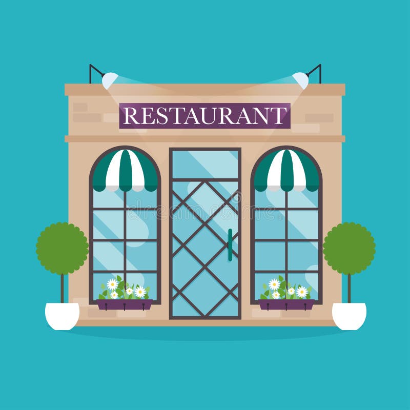 Vector Illustration of Restaurant Building. Facade Icons Stock Vector ...