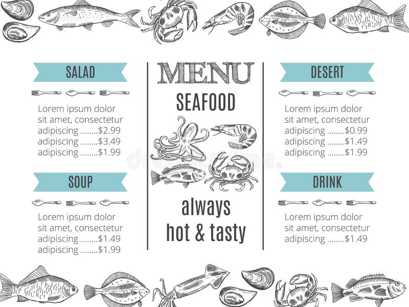Vector Illustration of Restaurant Menu Stock Vector - Illustration of ...