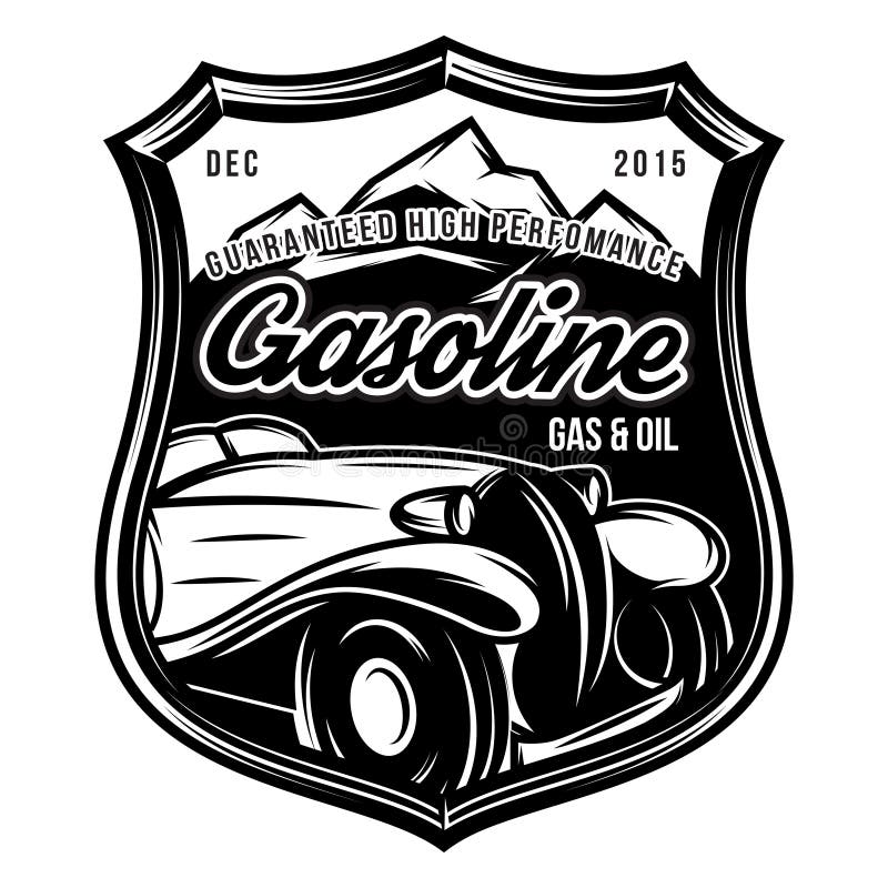 Vector Illustration with Retro Car for Vintage Gas Station Stock Vector ...