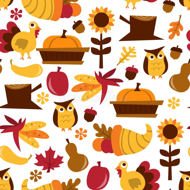 Retro Fall Harvest Seamless Pattern Background Stock Vector ...