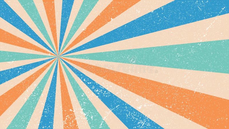 Vector Illustration Retro Grunge Orange Blue Sunburst Background Stock ...