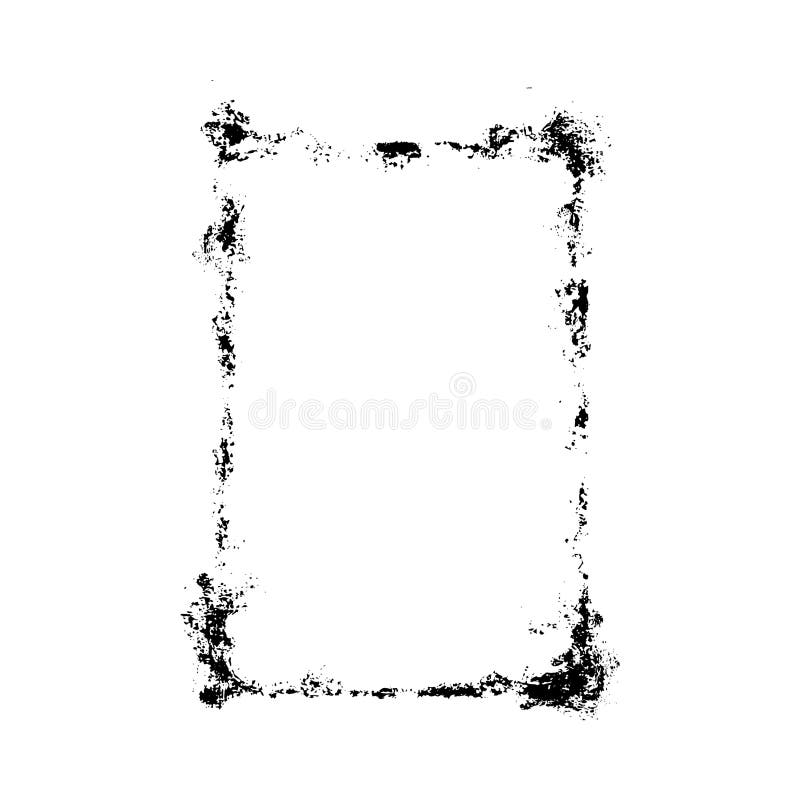 Vector Illustration of Retro Grunge Rectangular Frame with Black Brush ...