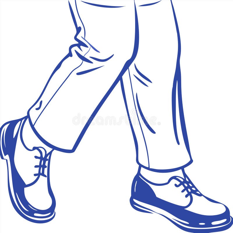 Vector Illustration of Retro Style Walking Legs in Blue Shoes ...