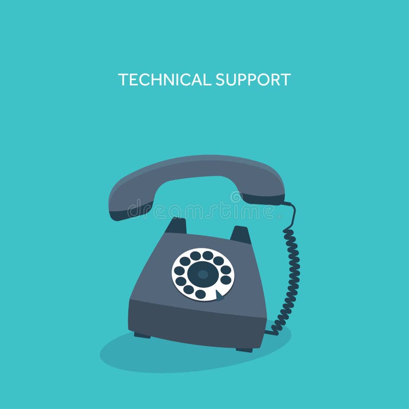 Vector Illustration. Retro Telephone. Technical Online Support. Stock ...