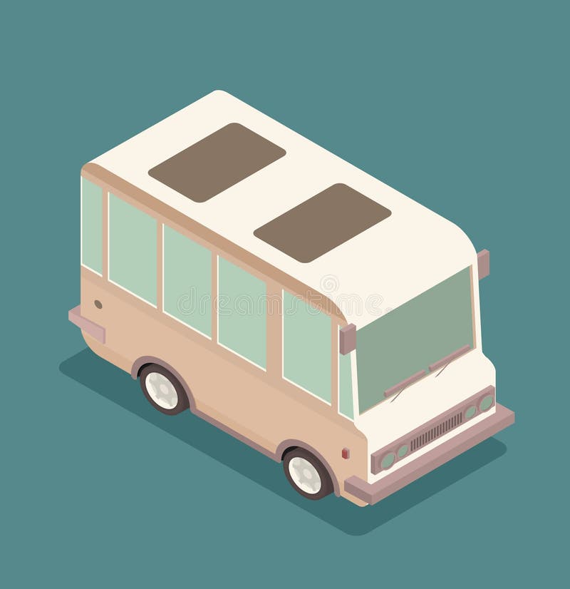 Vector Illustration of a Retro Travel Van Isometric Stock Vector ...