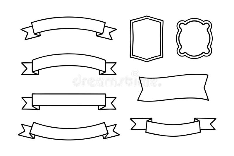 Vector Illustration of Ribbon Banner Set with Blank Space for Text ...