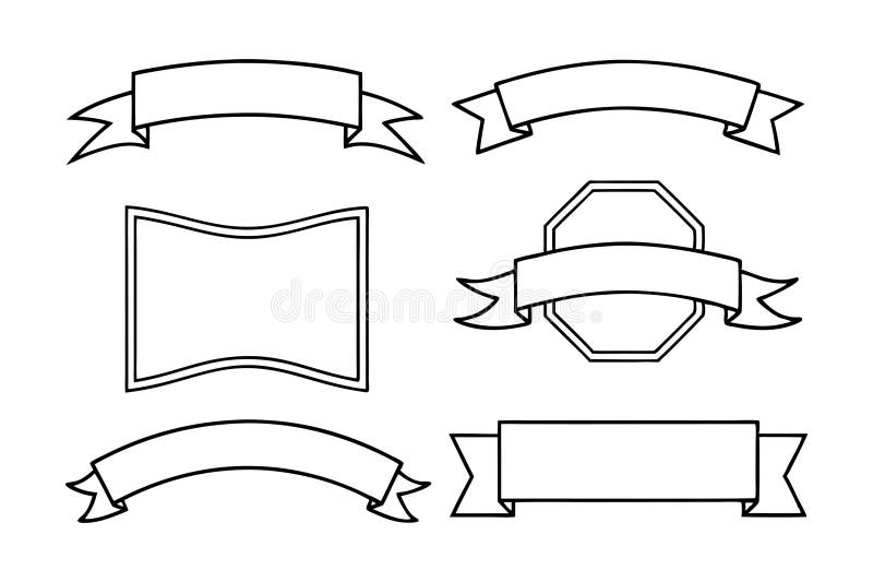 Vector Illustration of Ribbon Banner Set with Blank Space for Text ...