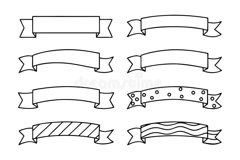 Vector Illustration of Ribbon Banner Set with Blank Space for Text ...