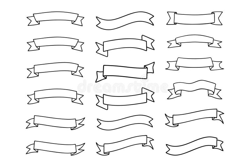 Vector Illustration of Ribbon Banner Set with Blank Space for Text ...