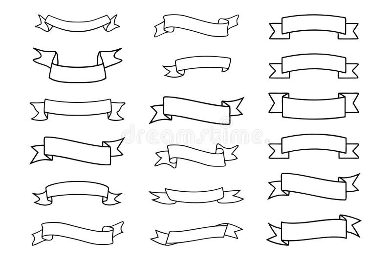 Vector Illustration of Ribbon Banner Set with Blank Space for Text ...