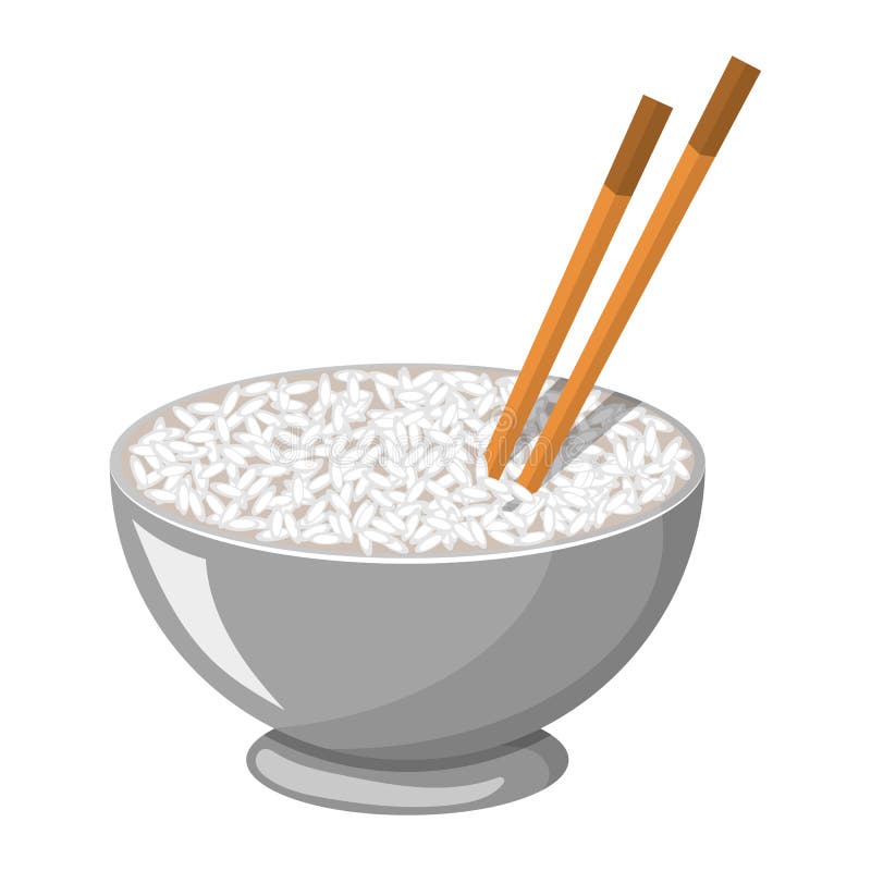 Vector Illustration of a Rice Bowl and Chopstick Stock Vector ...