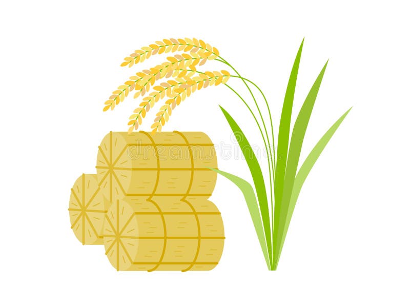 Vector Illustration of Rice Sacks and Rice Plants. Simple and Flat ...