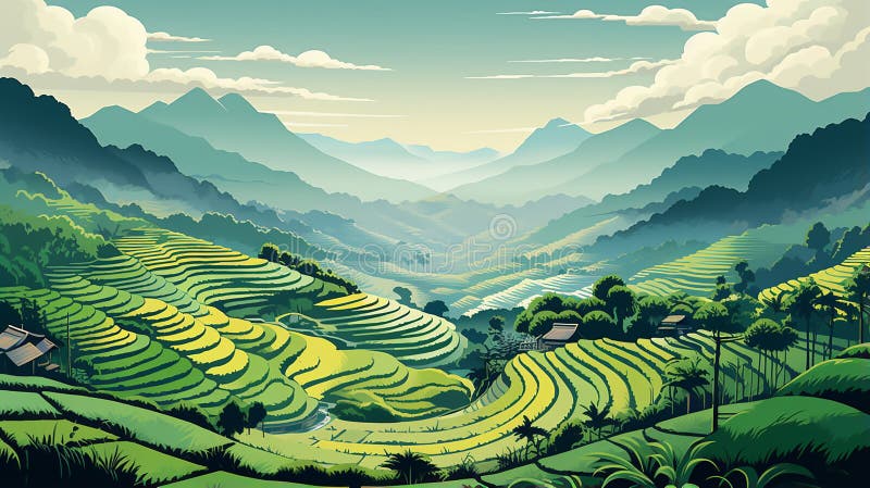 Rice Terraces Stock Illustrations – 827 Rice Terraces Stock ...