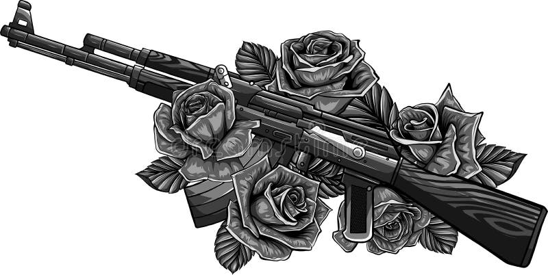 Vector Illustration of Rifle with Roses Design Stock Vector ...
