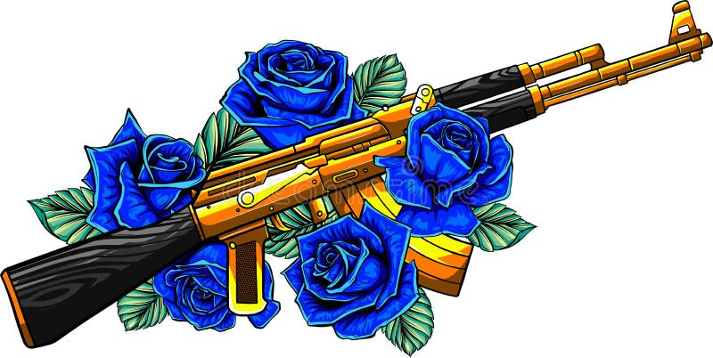 Vector Illustration of Rifle with Roses Design Stock Vector ...