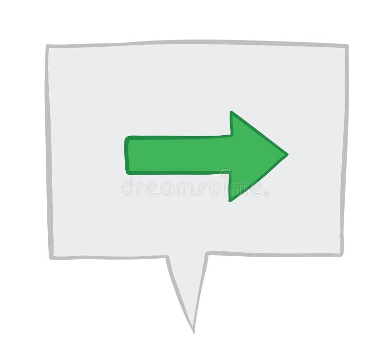 Vector Illustration Right Arrow in Speech Bubble. Hand Drawn Stock ...