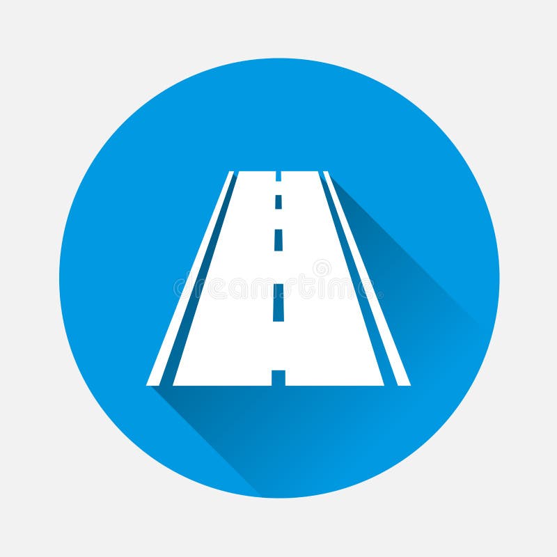 Vector Illustration Road Icon on Blue Background. Flat Image Road with ...