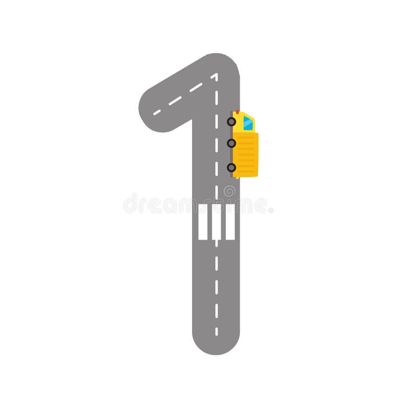 Vector Illustration. Road Numbers for Kids. Number 1. Stock Vector ...